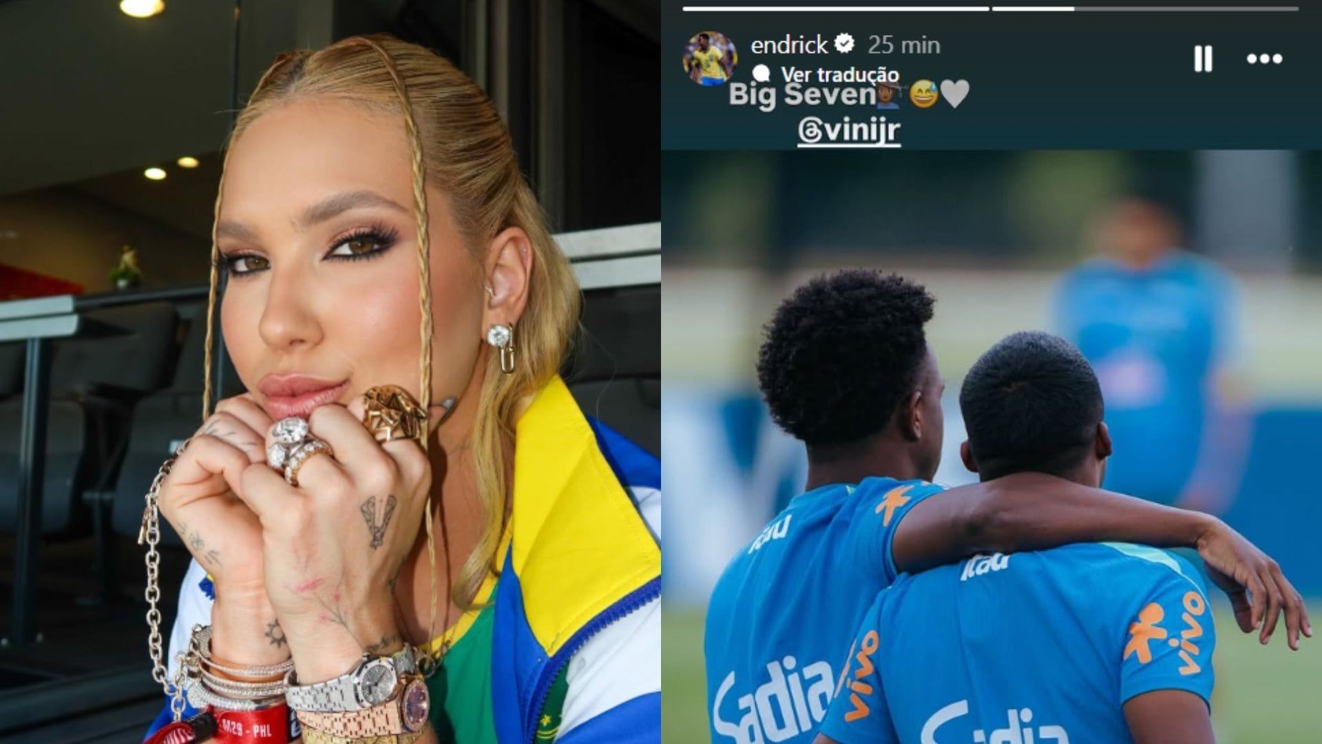 Endrick brinca com apelido de Vini Jr. dado por Virginia: 'Big Seven'