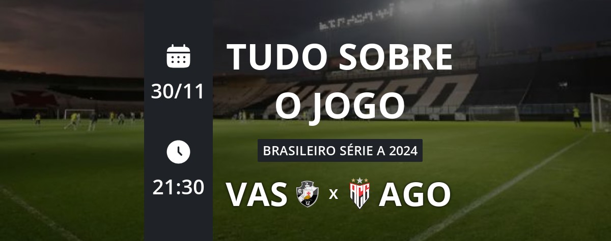 Vasco x Atlético-GO: placar ao vivo, escalações, lances, gols e mais